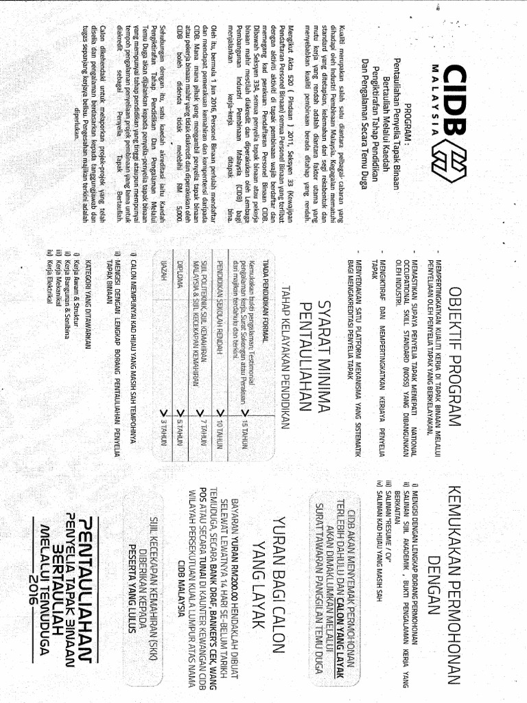 CIDB Program Pentauliahan Penyelia Tapak Binaan | PDF