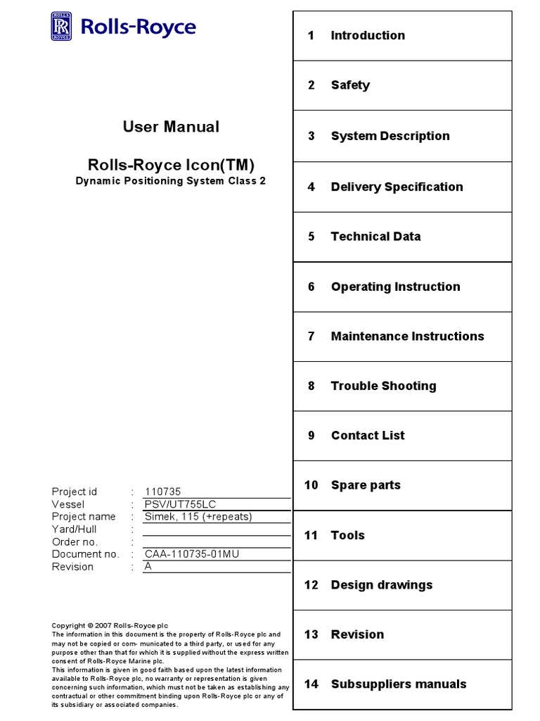 Rolls-Royce Icon (TM) Dynamic Positioning System Class 2 User Manual ...
