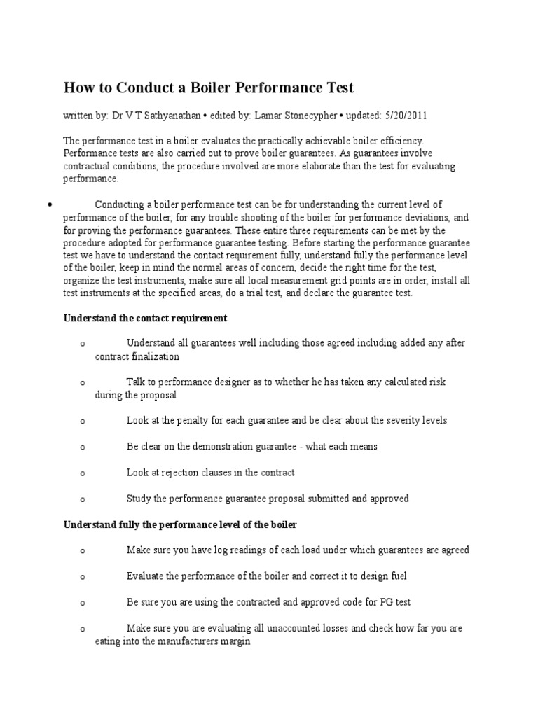 Boiler Performance Testing Guide | PDF | Oxygen | Calibration