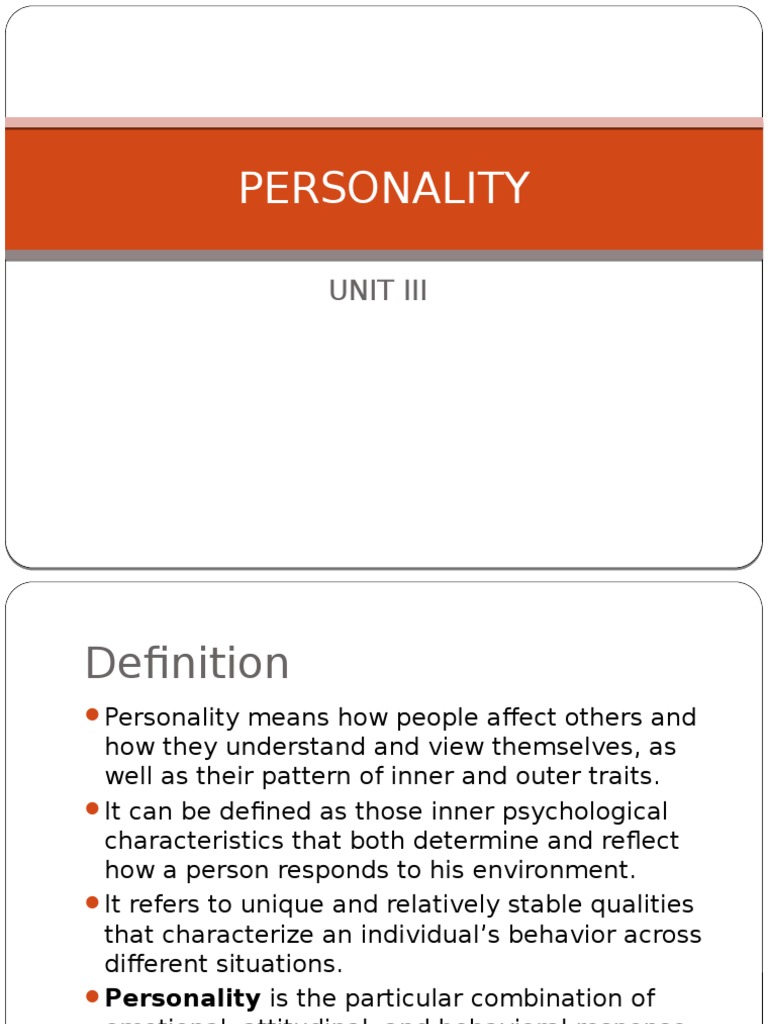 Personality: Unit Iii | PDF | Extraversion And Introversion | Cognition
