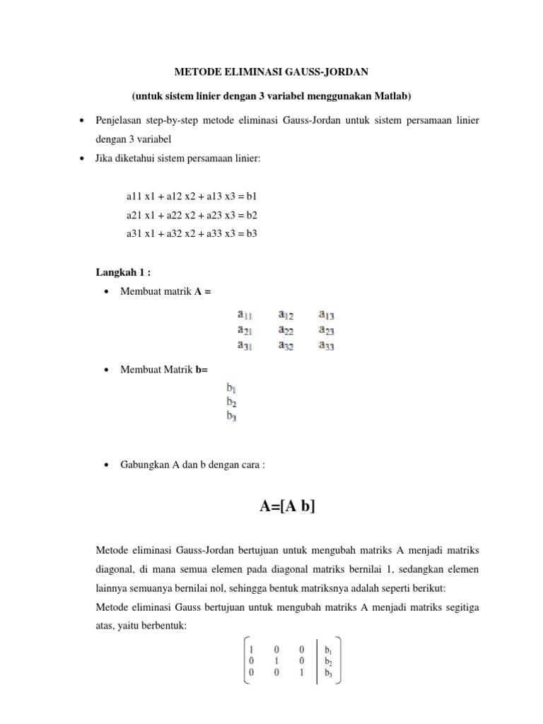 Gauss-Jordan dengan Matlab | PDF