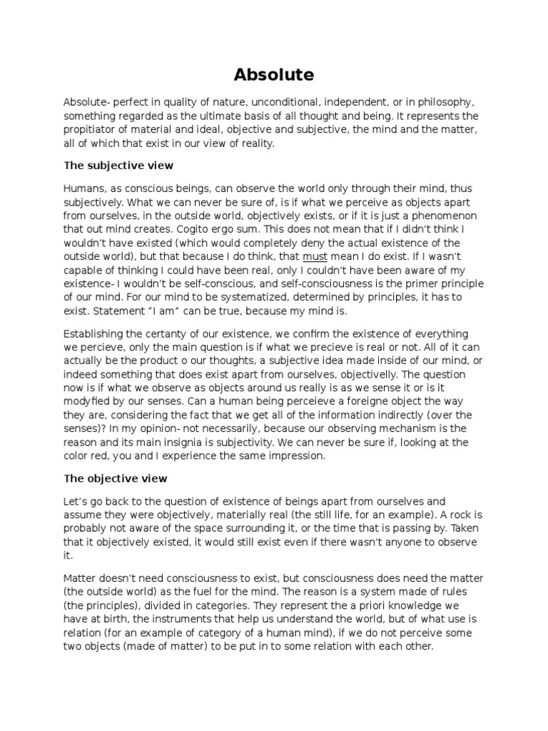 Absolute | PDF | Existence | Philosophy