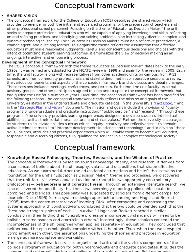 Conceptual Framework | PDF | Constructivism (Philosophy Of Education ...