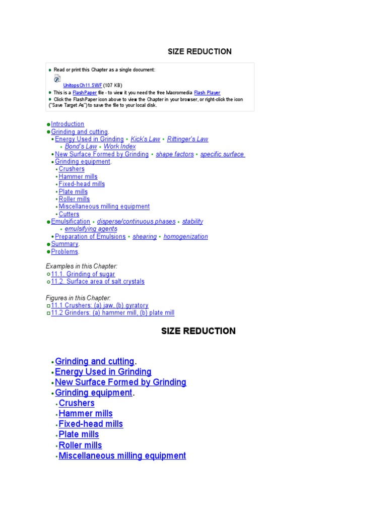 Size Reduction: Laws and Equipment | PDF | Mill (Grinding) | Emulsion