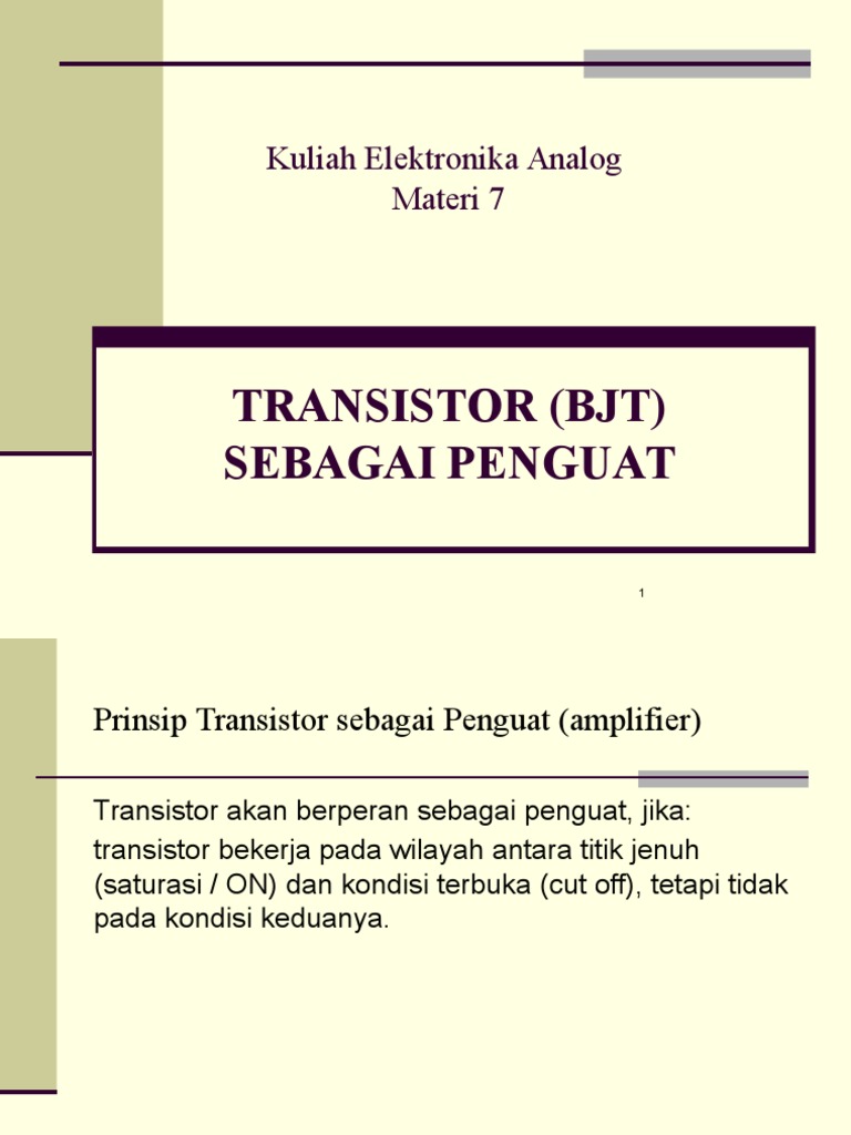 9 Transistor Sebagai Penguat | PDF