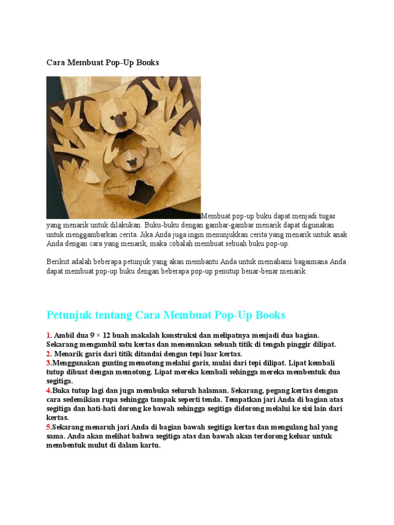 Cara Membuat Pop Up Book | PDF