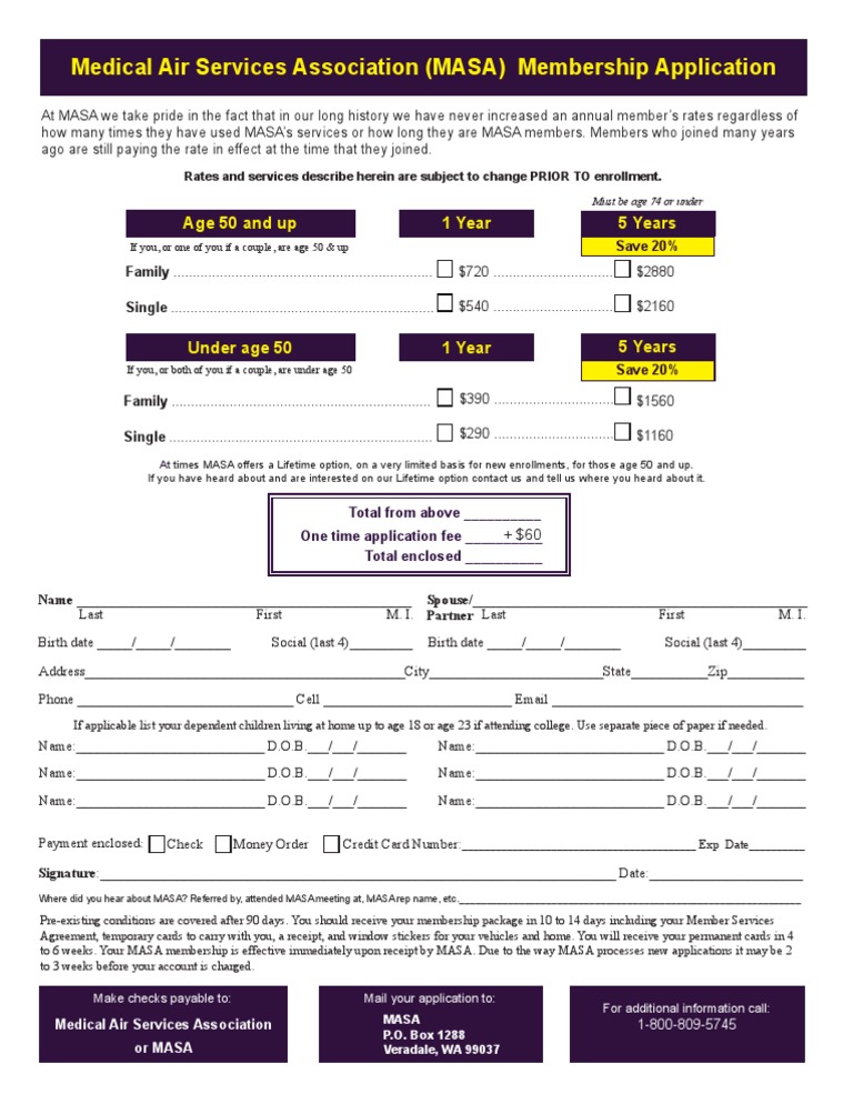 MASA Membership Application Form | PDF | Receipt | Payments