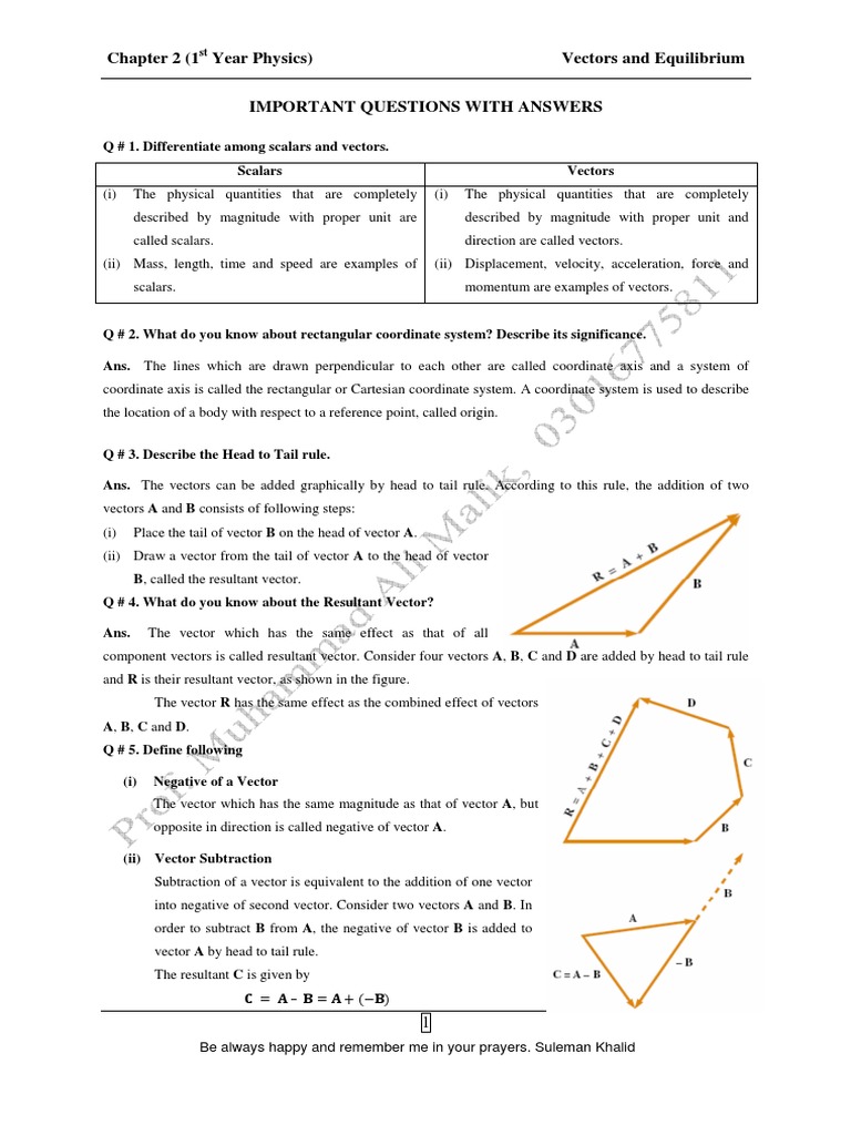 1st Year Physics Notes Chap02 | PDF | Euclidean Vector | Force