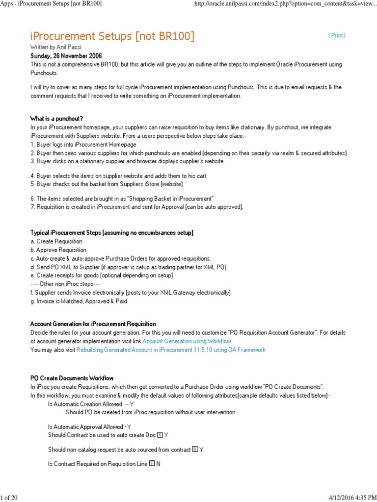 iProcurement Implementation Guide | PDF | Invoice | Computing