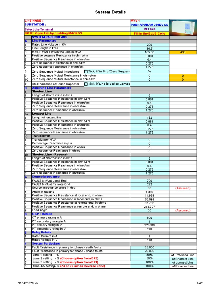 Rel 670 Setting Tool - 220kv Rajgarh | PDF | Electrical Impedance ...