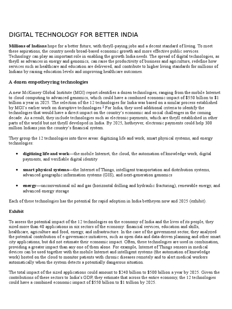 Digital Technologies Transforming India | PDF | Radio Frequency ...