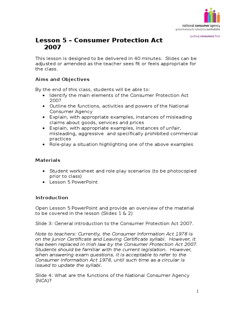 What does the Consumer Protection Act 2007 do? Leia aqui: What is the function of the Consumer ...