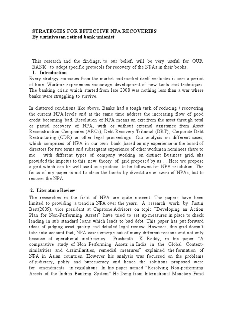 S STRATEGIES FOR EFFECTIVE NPA RECOVERIEStrategies For Effective Npa ...