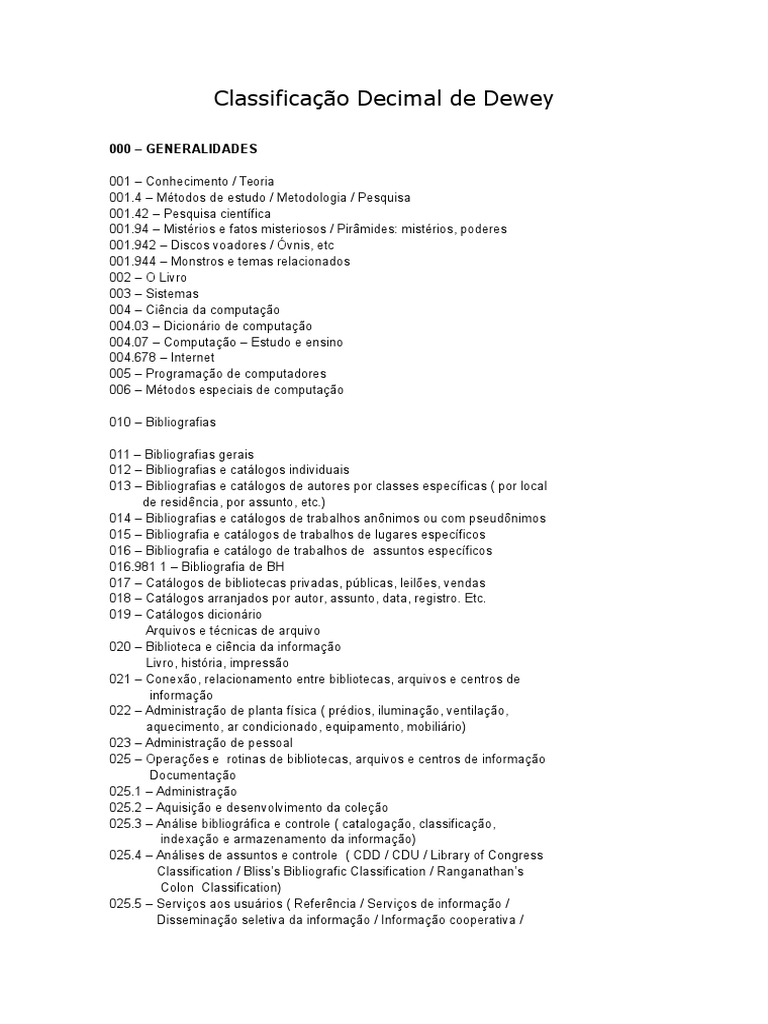 Tabela CDD | PDF | Economia | Psicologia