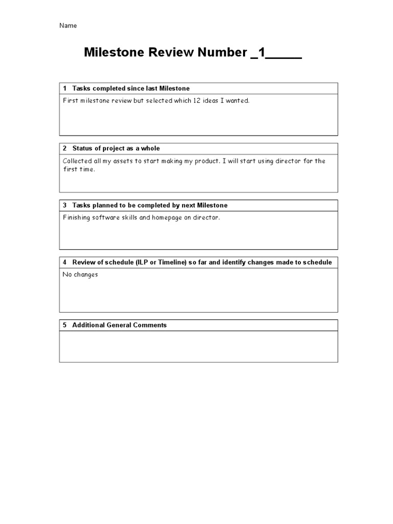 Milestone Review 1 | PDF