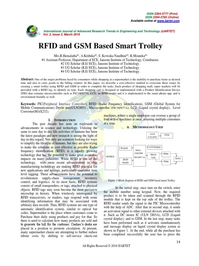 RFID and GSM Based Smart Trolley | PDF | Radio Frequency Identification ...