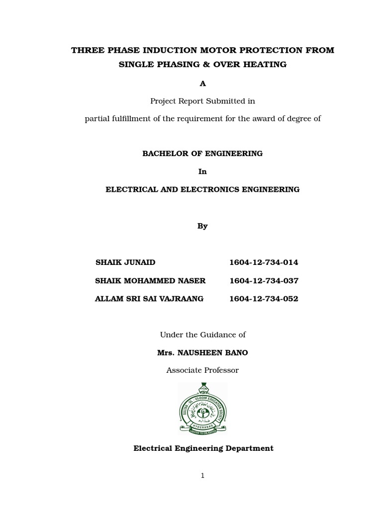 1.three Phase Induction Motor Protection System | Download Free PDF ...