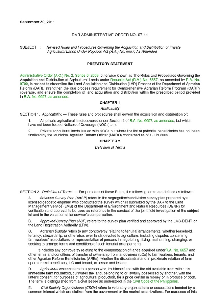 Dar Administrative Order No. 07-11 | Eminent Domain | Leasehold Estate ...