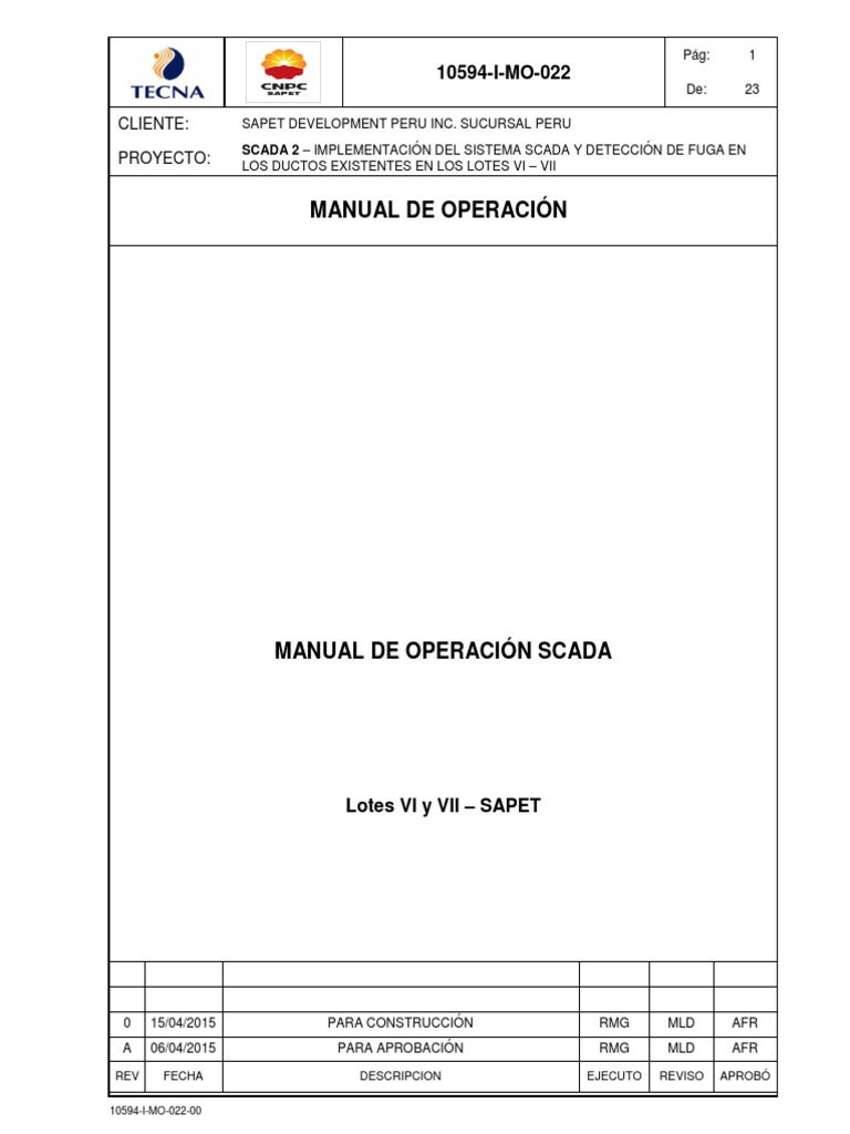 Manual de Operacion Ejemplo SCADA | Scada | Ingeniería de control