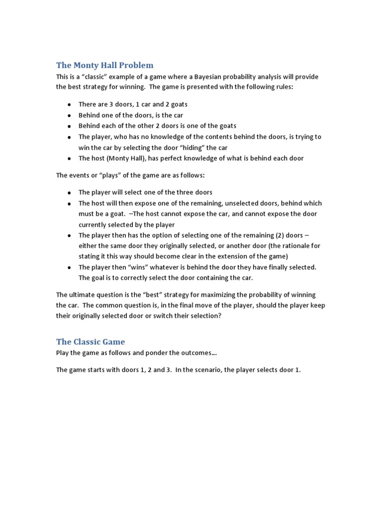 The Monty Hall Problem | PDF | Applied Mathematics | Cognition