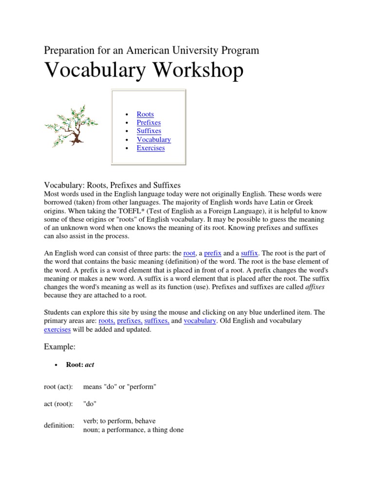 Vocabulary Workshop | Word | English Language