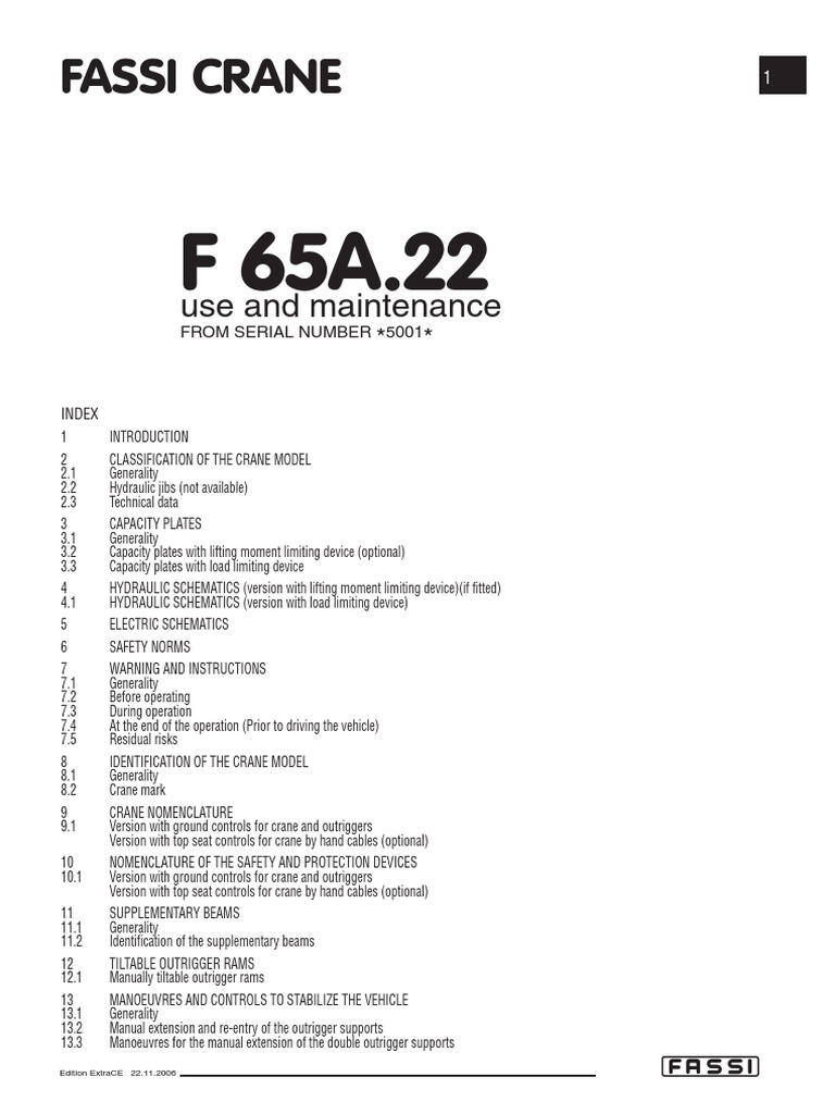 Fassi CraneF65A | PDF | Crane (Machine) | Valve