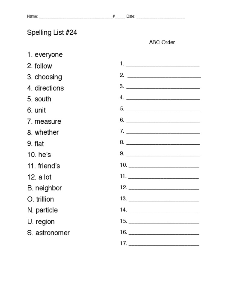 Spelling List 24 | PDF