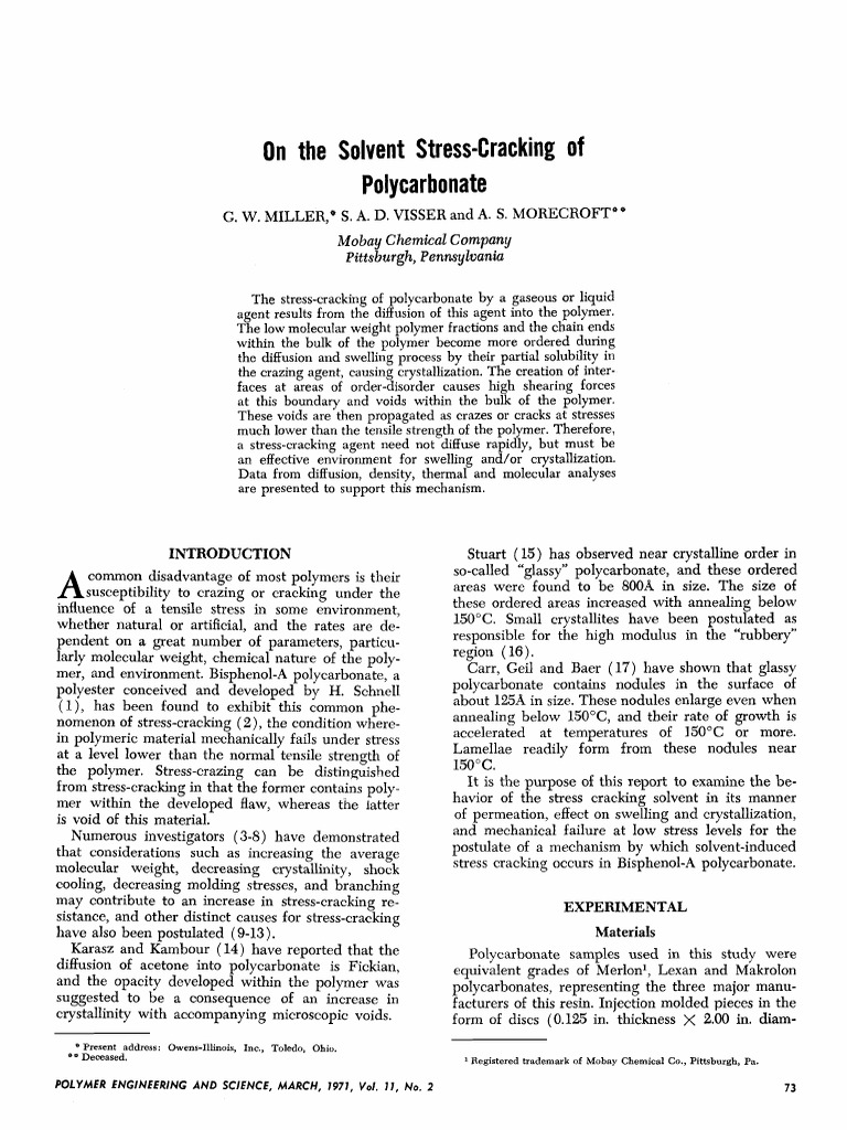 On The Solvent Stress-Cracking of Polycarbonate | PDF | Polymers | Fracture