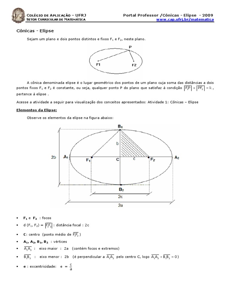 Apostila - Elipse | Elipse | Espaço