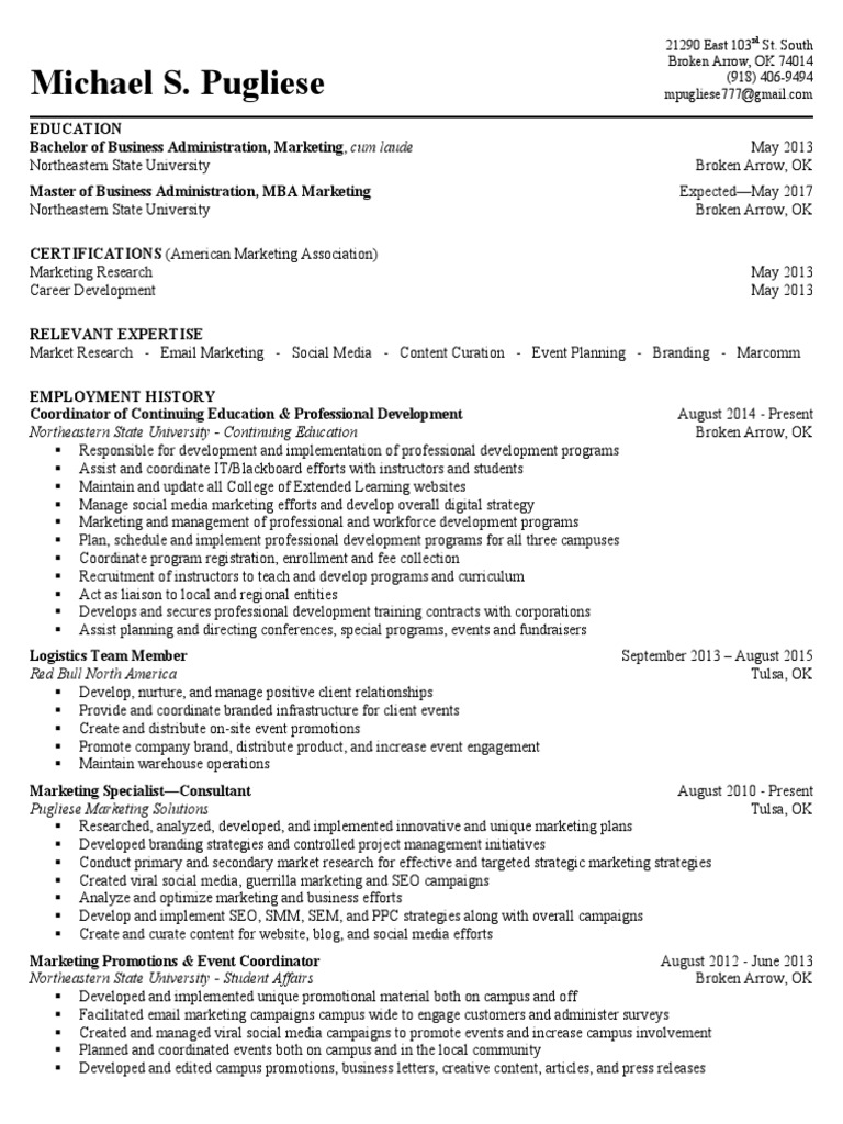 Michael Pugliese's Resumé 04-12-2016 | PDF | Strategic Management ...