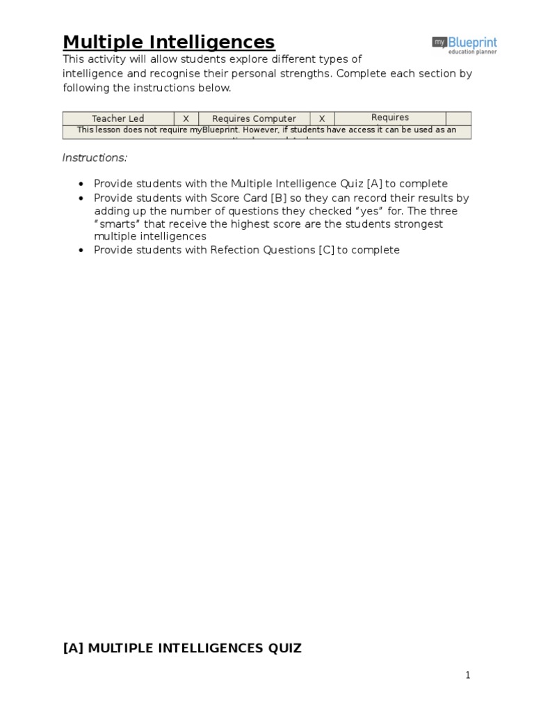 Discover Your Multiple Intelligences | PDF