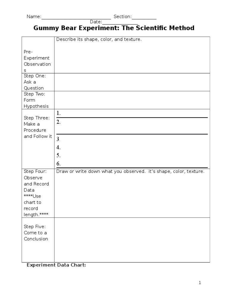Gummy Bear Experiment Guide | PDF | Observation | Experiment