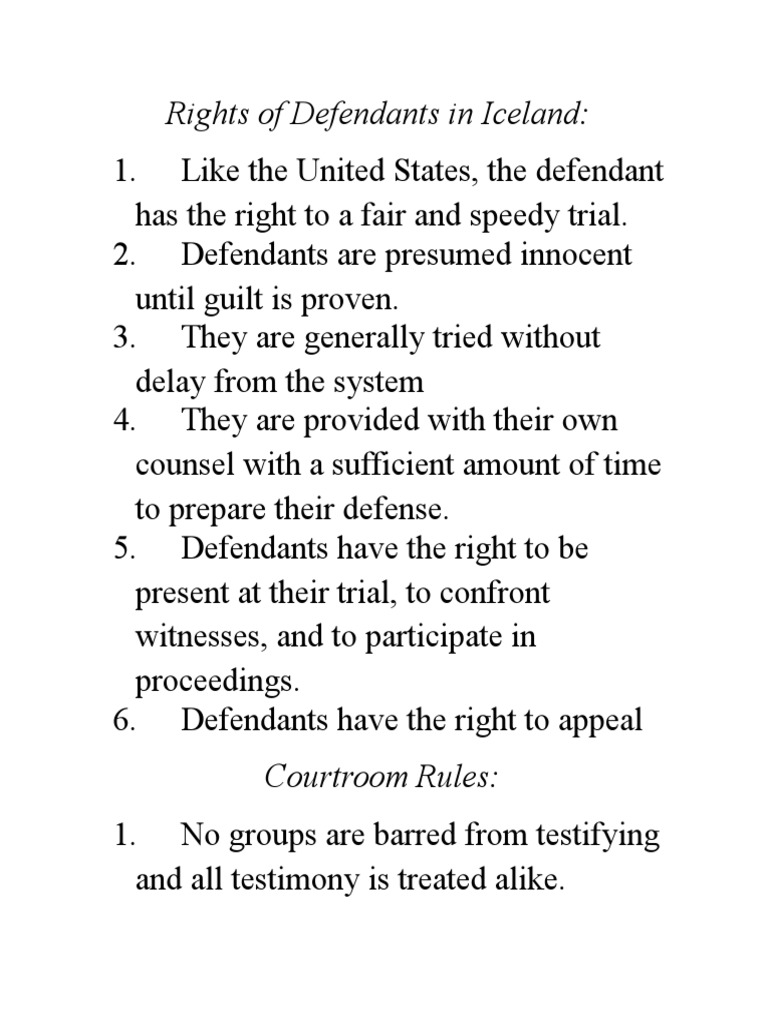 Defendant Rights in Iceland Explained | PDF