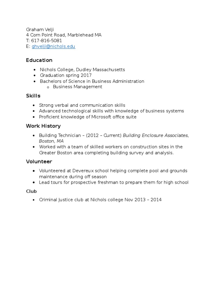 Graham Velji's Resume Overview | PDF