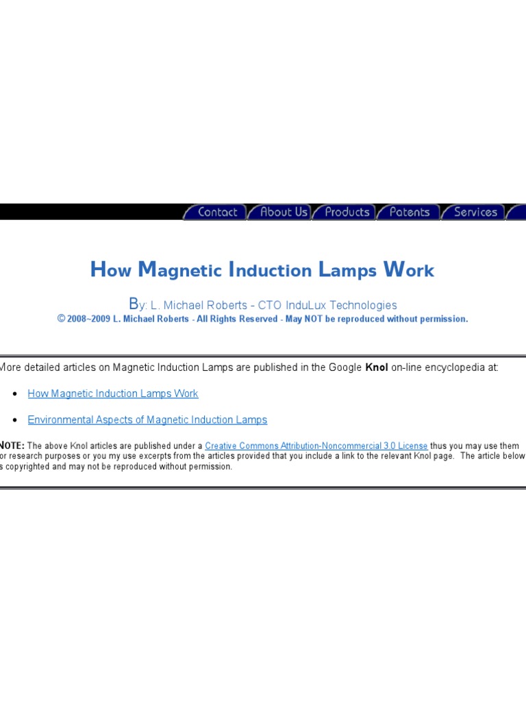How Magnetic Induction Lamps Work | PDF | Inductor | Fluorescent Lamp