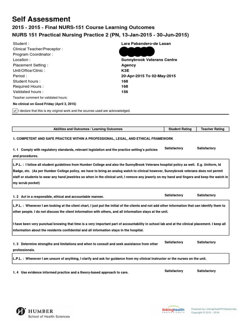 Sem2 Nurs151 - Yeu Yin Hwang Sunnybrook 1 | PDF | Nursing | Patient