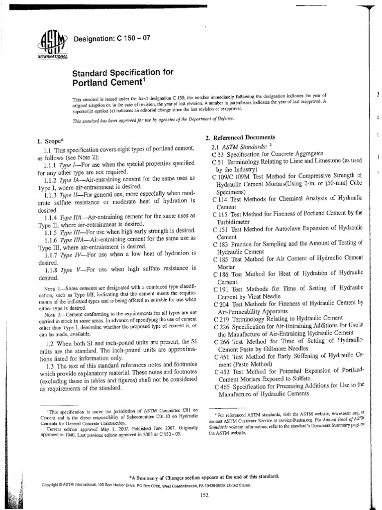 ASTM C150 - Cemento Portland | PDF