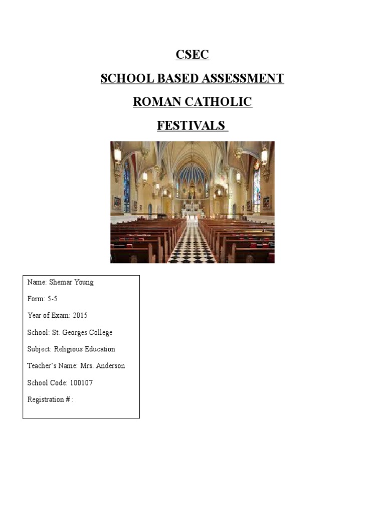 Religious Education School Based Assessment | PDF | Easter | Lent