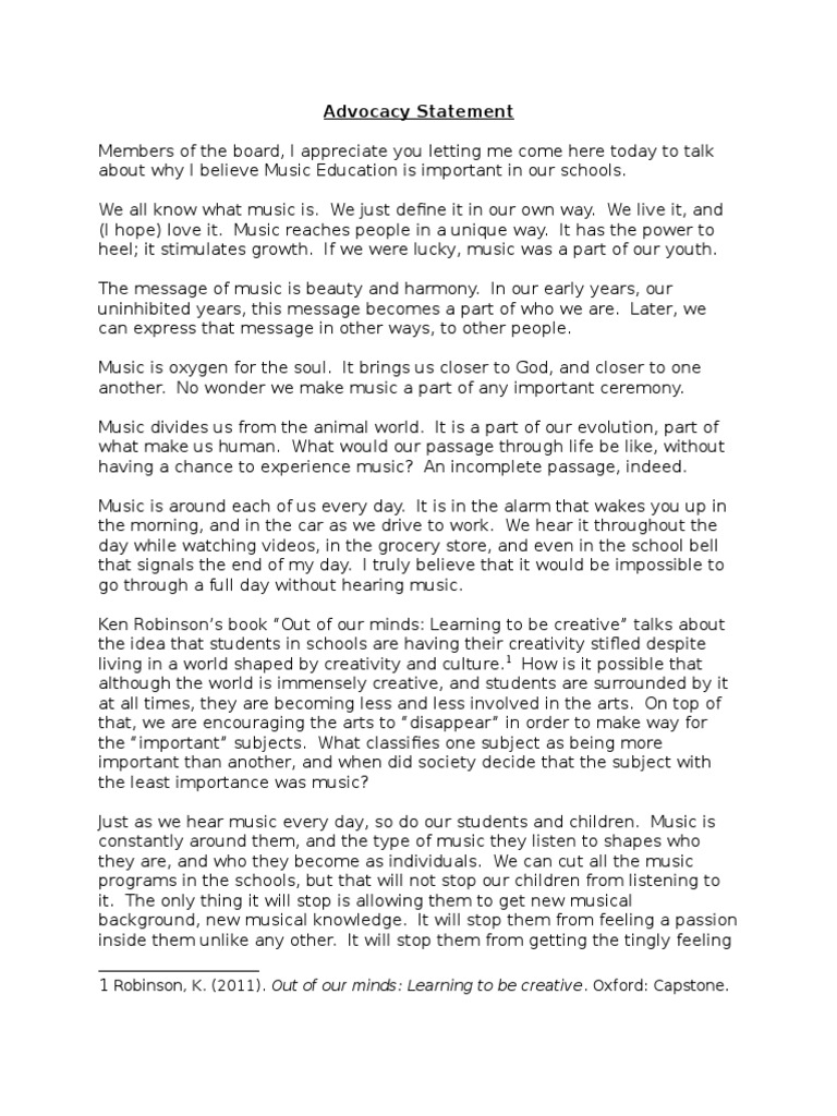 Advocacy Statement | PDF | Further Education