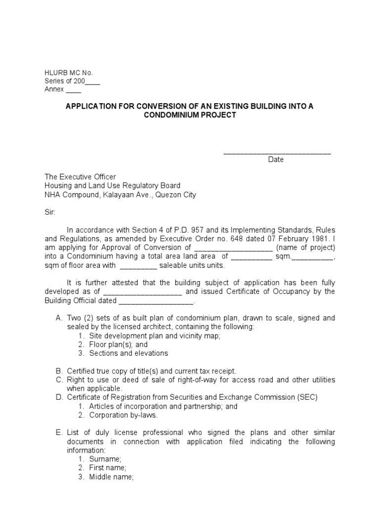 Application Conversion Existing Building | PDF