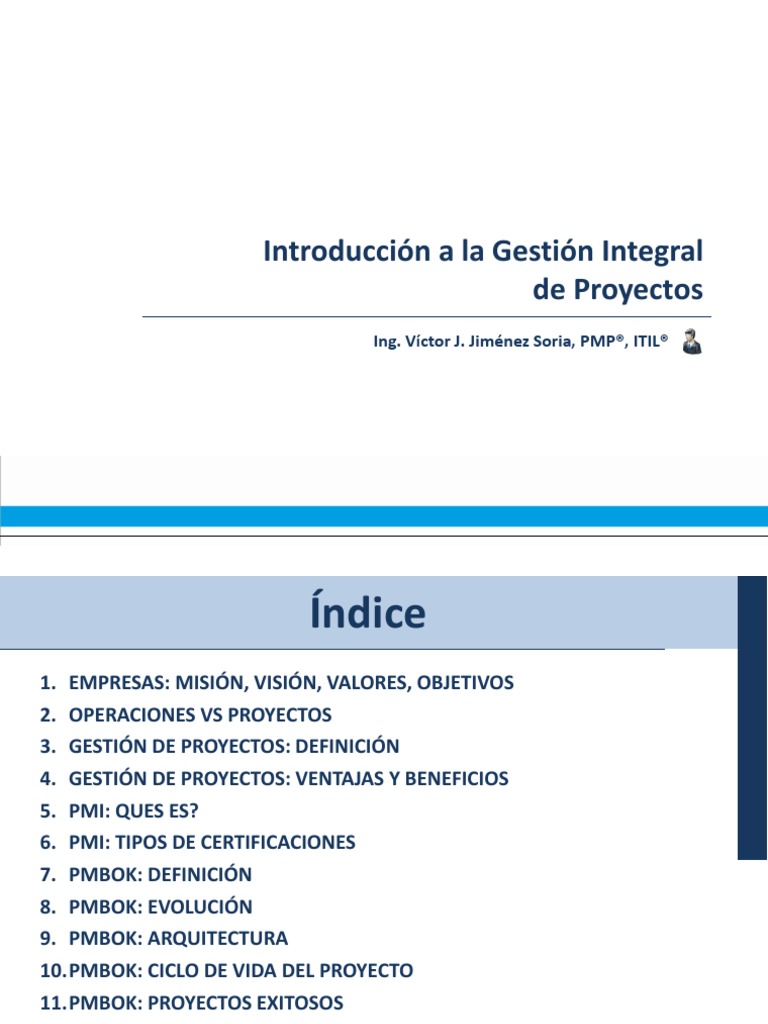 Introducción A La Gestión Integral De Proyectos Pdf Gestión De