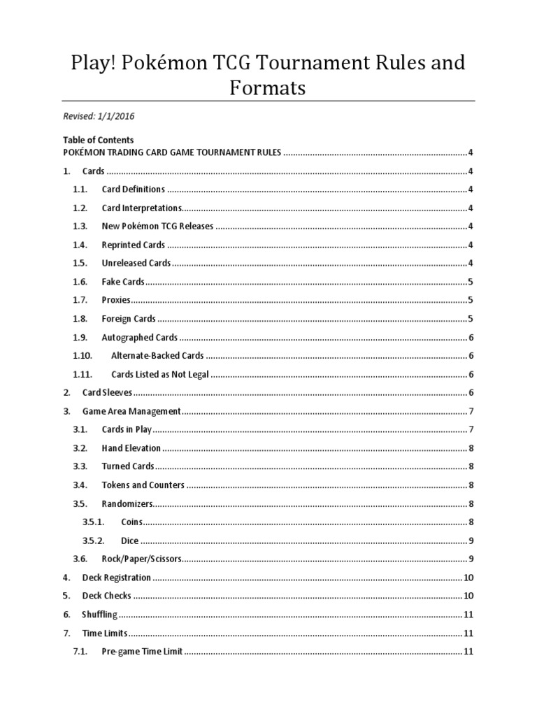 2016 Play! Pokémon TCG Rules and Formats PDF | PDF | Dice | Leisure ...