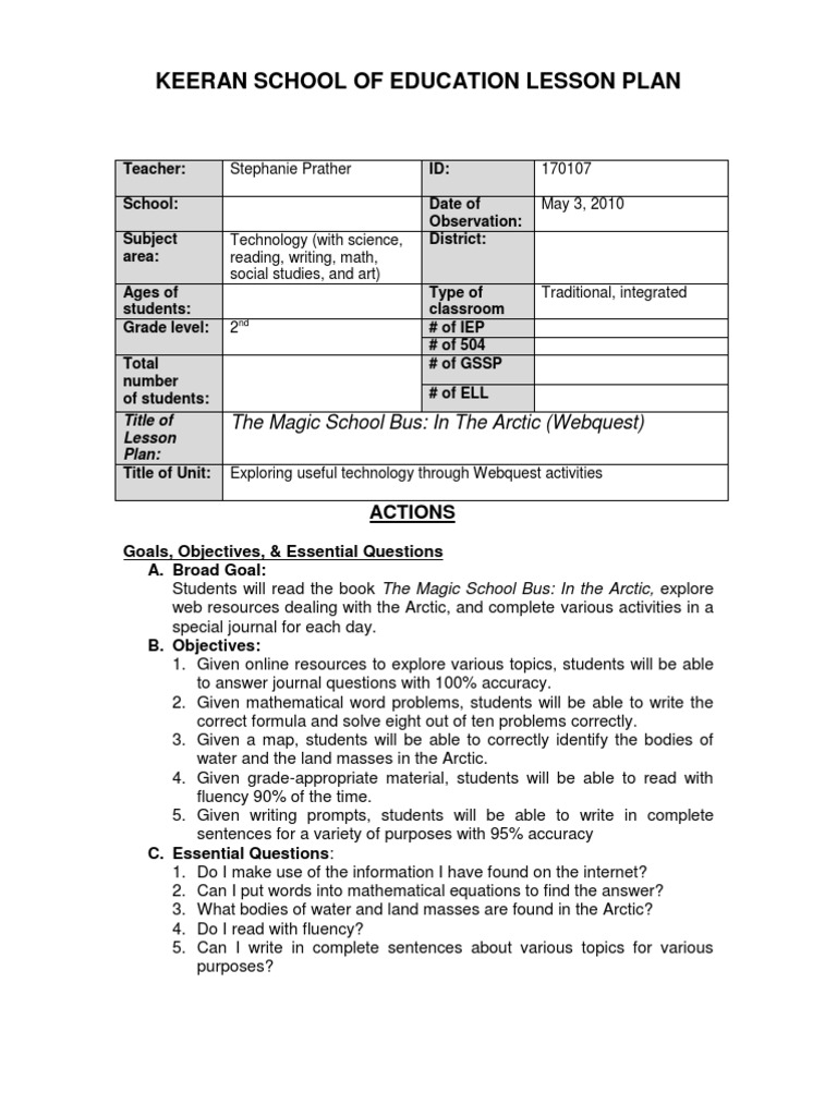 Webquest Lesson Plan | PDF | Educational Assessment | Science