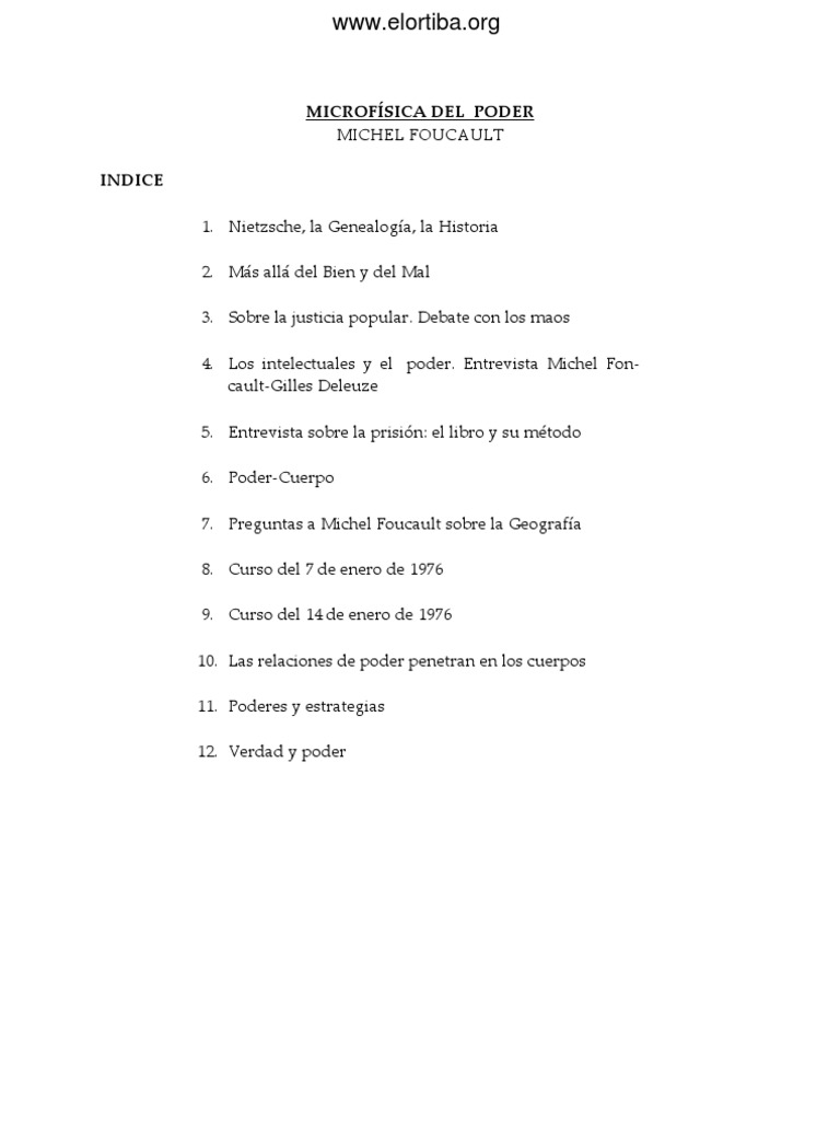 Michel Foucault - Microfisica Del Poder Completo | PDF