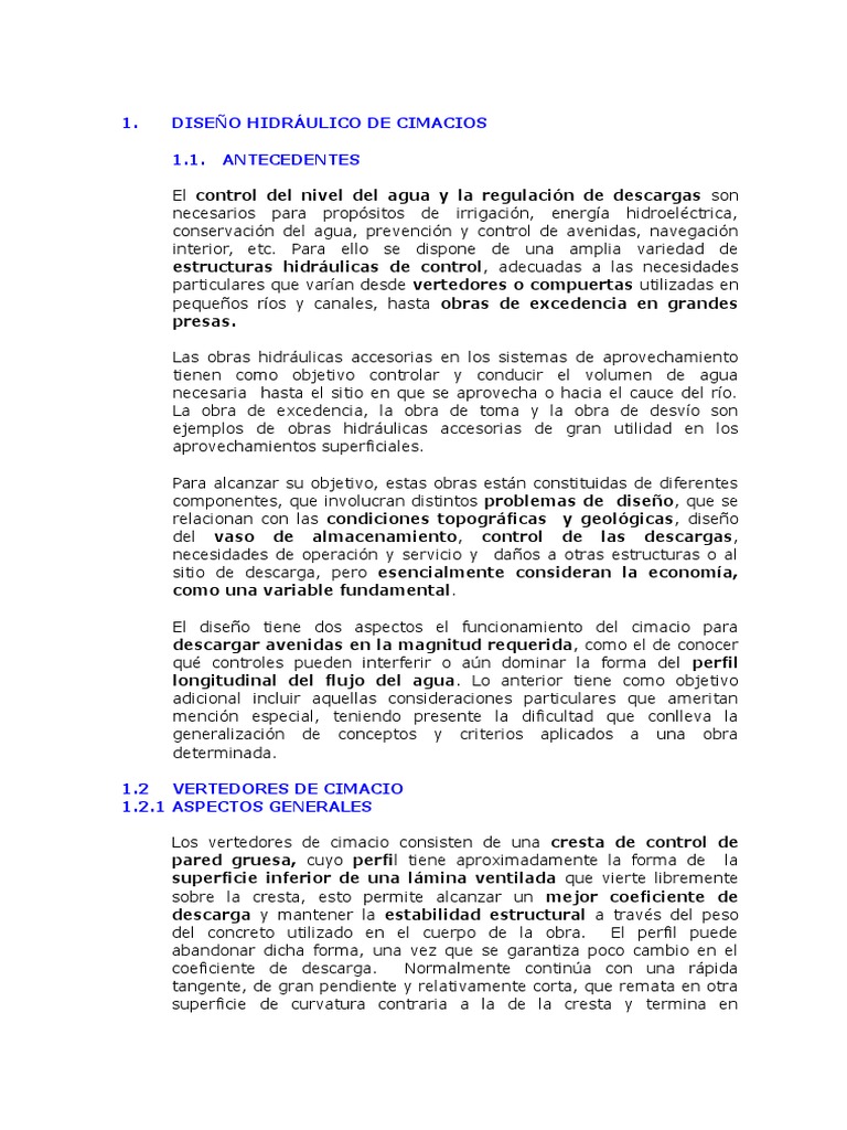 Vertederos de Cimacio-VORD | PDF | Tangente | Diseño