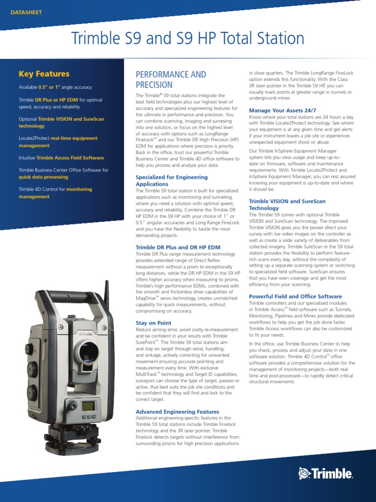 Brochure Trimble S9 | PDF | Surveying | Foot (Unit)