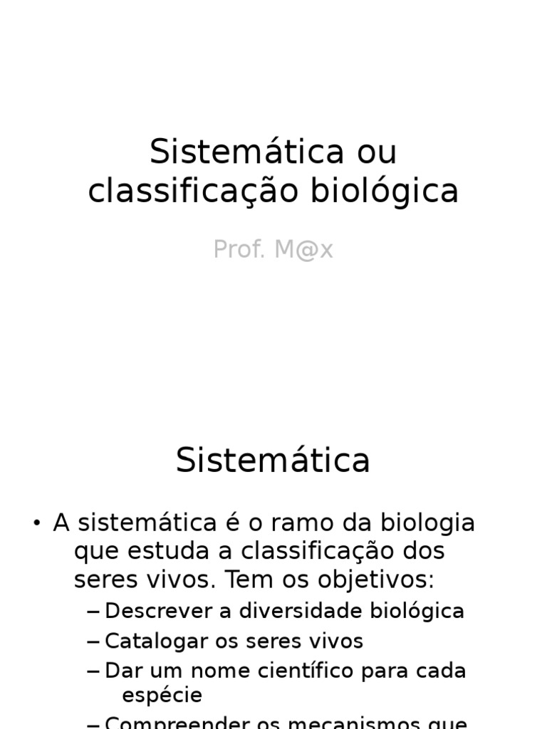 Sistemática Ou Classificação Biológica | PDF | Gênero | Biologia