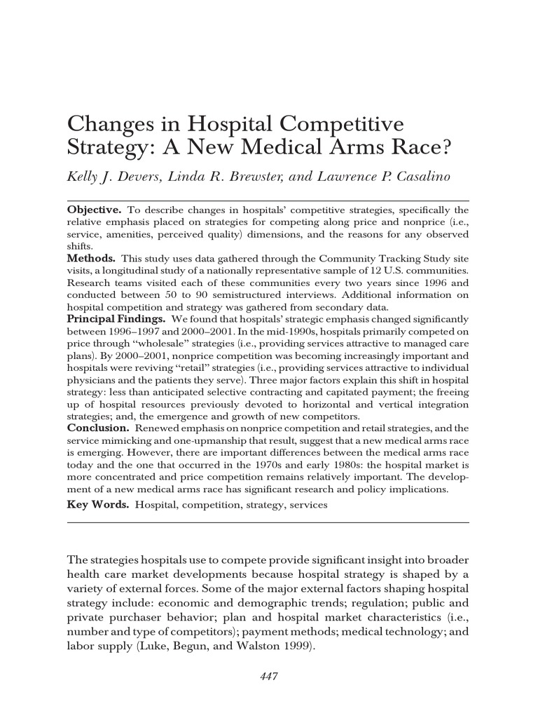 Changes in Hospital Competitive Strategy | PDF | Managed Care ...