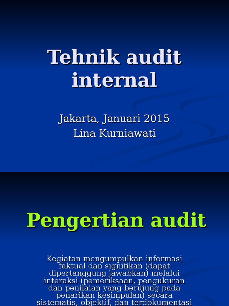 Tehnik Audit Internal | PDF | Bisnis | Pengelolaan Keuangan & Uang