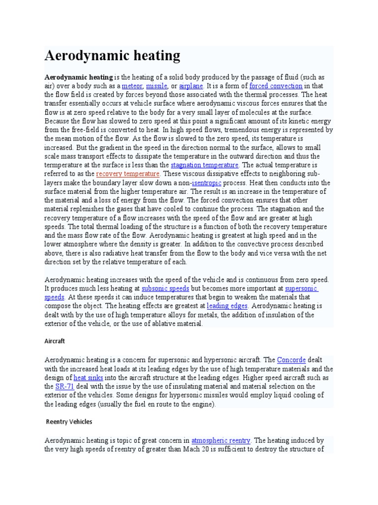 Aerodynamic Heating Notes | PDF | Physical Quantities | Applied And ...